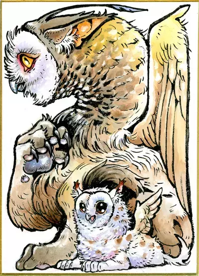 Owl Griffin and cub - Nucleus | Art Gallery and Store